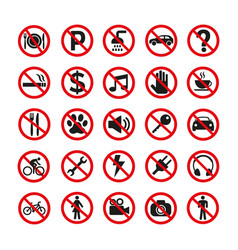 Prohibition signs set safety on white background Vector Image