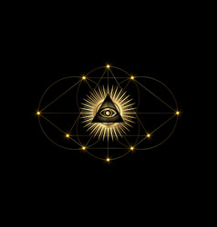 Set all seeing eye third eye colorful icons Vector Image