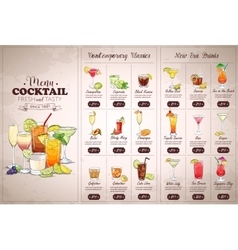 Restaurant vertical color cocktail menu Royalty Free Vector