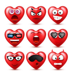 Heart smiley emoji set for valentines day Vector Image