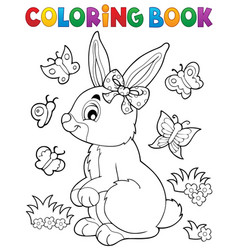 Coloring book rabbit theme 2 Royalty Free Vector Image