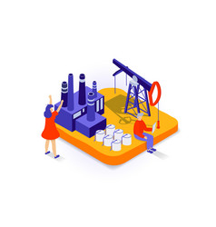 Isometric oil barrels with falling graph Vector Image