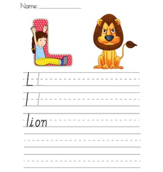 Letter l cartoon alphabet for children lion lamb Vector Image