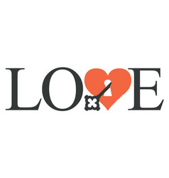 Love lettering with a key in heart Royalty Free Vector Image
