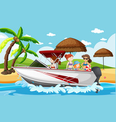 A couple standing on speed boat isolated Vector Image