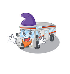 Cartoon mascot funny campervan dressed Royalty Free Vector