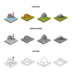 Mountains rocks and landscape relief and Vector Image