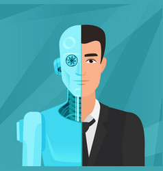 Half cyborg half human man businessman in suit Vector Image