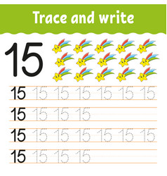 Trace and write numbers handwriting practice Vector Image