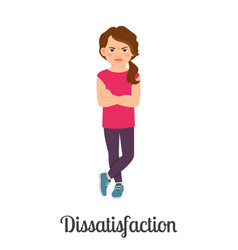 Cartoon little girl dissatisfaction feeling Vector Image