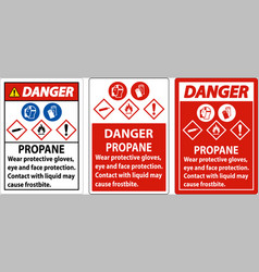 Danger propane flammable gas ppe ghs sign Vector Image