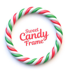 Candy cane circle frame on white background Vector Image