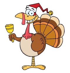 Christmas Turkey Ringing A Bell Royalty Free Vector Image