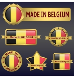 Made in belgium labels set belgian product emblem Vector Image