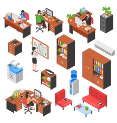 Office isometric set Royalty Free Vector Image