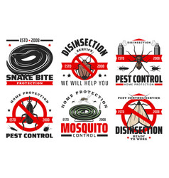 Pest and insect control icons set Royalty Free Vector Image