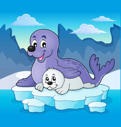 Winter scene with various animals 4 Royalty Free Vector