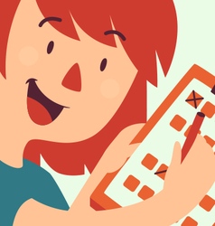 Cartoon Girl Filling Form Royalty Free Vector Image