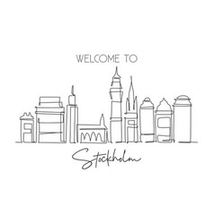 One continuous line drawing stockholm city Vector Image