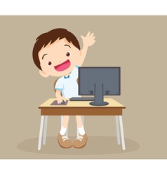 Students learning with computer Royalty Free Vector Image