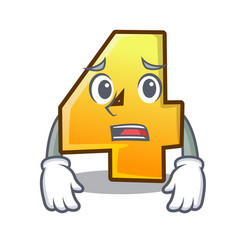 Afraid cartoon the house number four figure Vector Image