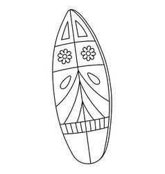 Summer surfing board line art coloring page Vector Image