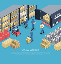 Warehouse outside view isometric Royalty Free Vector Image