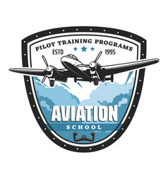 Aviation air flight icons airplane pilot school Vector Image