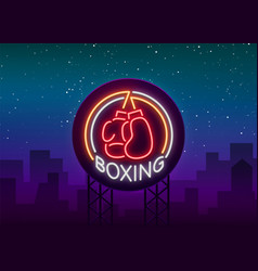 First round is a neon sign boxing round 1 Vector Image