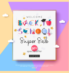 White welcome back to school banner with colorful Vector Image