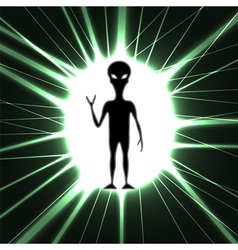 Alien peeps out from hole space Royalty Free Vector Image