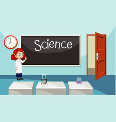 Classroom scene with science teacher standing Vector Image