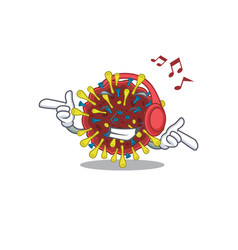 Enjoying music corona virus molecule cartoon Vector Image