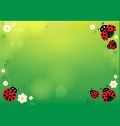Small parchment with happy ladybugs Royalty Free Vector