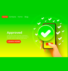 Application approve button smartphone accept icon Vector Image
