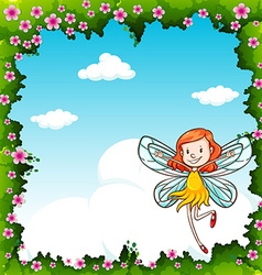 A round border design with fairy in pink dress Vector Image