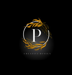 Gold letter p logo p letter design Royalty Free Vector Image