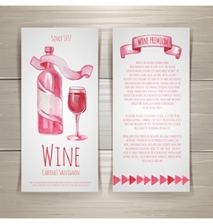 Wine tasting party card design with watercolor Vector Image