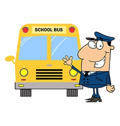 Driver Waving In Front of School Bus Royalty Free Vector