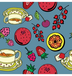 Fruit and tea pattern Royalty Free Vector Image