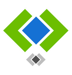 3d interlocking squares icon - connected Vector Image