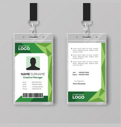 Creative green id card design template Royalty Free Vector