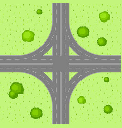 Top view of road junction Royalty Free Vector Image