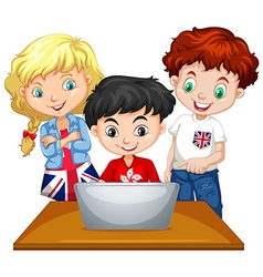 Children and laptop computer Royalty Free Vector Image