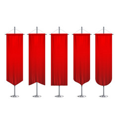Red pennant 3d realistic empty textile hanging Vector Image