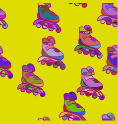 Seamless pattern with retro roller skates Vector Image