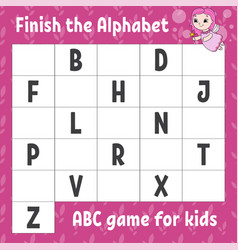 Finish the alphabet abc game for kids education Vector Image