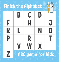 Finish the alphabet abc game for kids education Vector Image