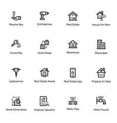 Property services solid icons pack Royalty Free Vector Image