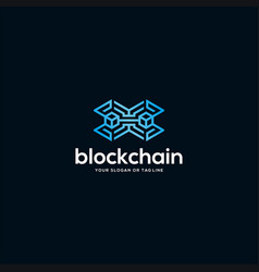 Blockchain logo design Royalty Free Vector Image
